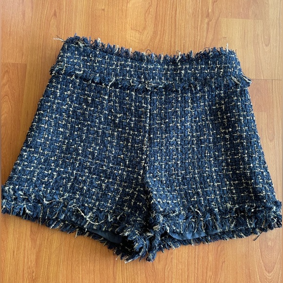 K&K | Shorts | Kk Lucury In New York Blue And Gold Tweed Pattern Shorts ...